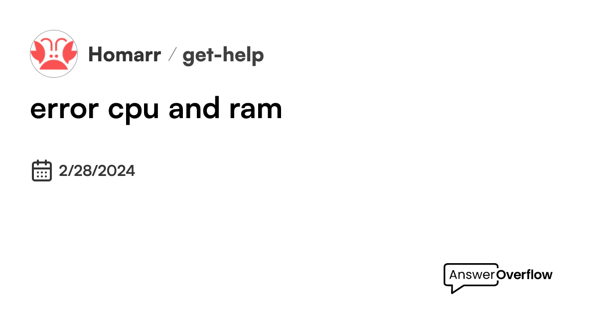error cpu and ram - Homarr