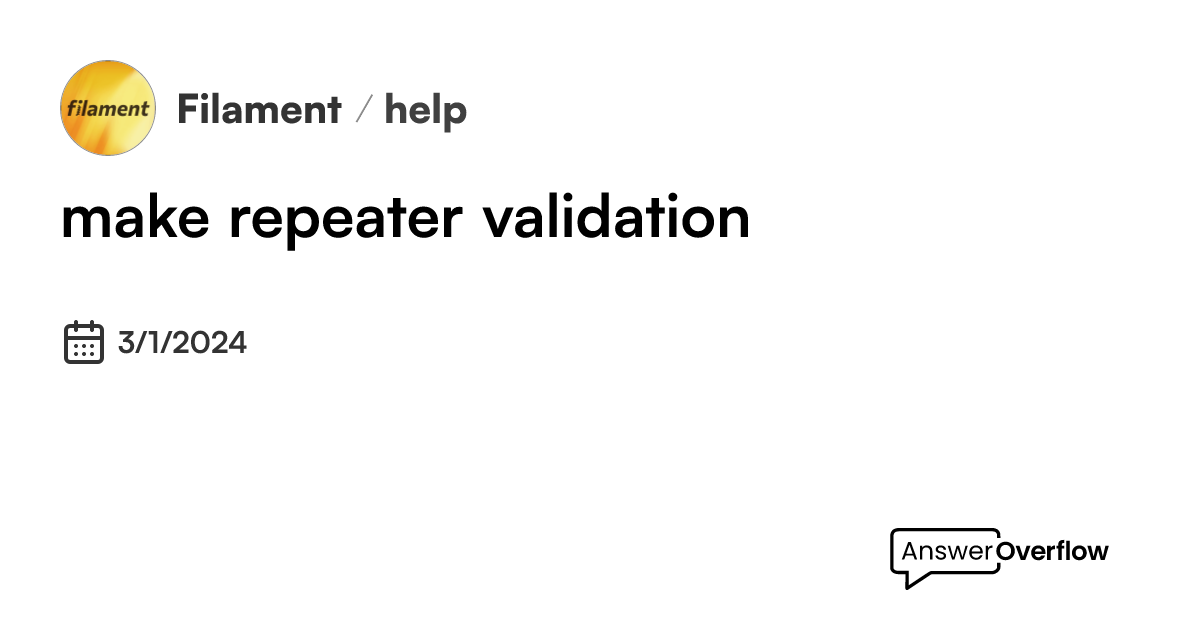 make repeater validation - Filament