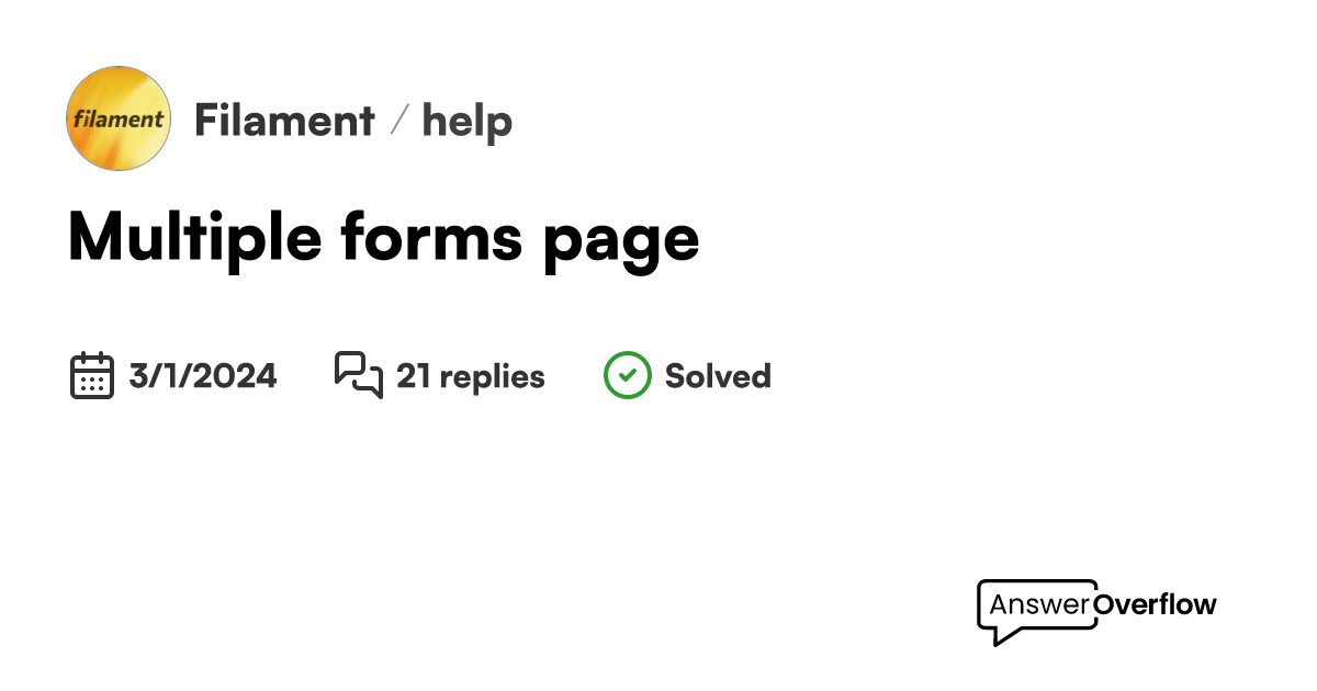 Multiple forms page - Filament