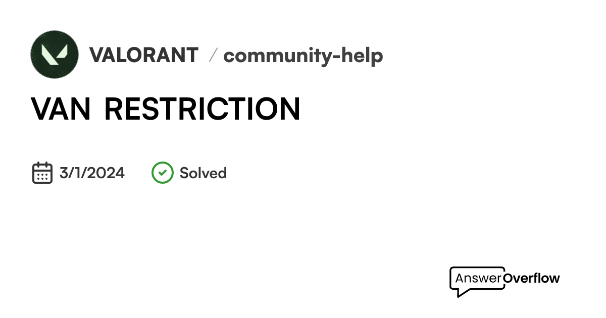 VAN: RESTRICTION - VALORANT