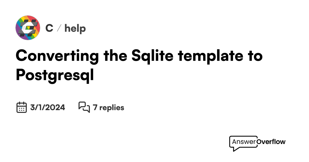 Converting the Sqlite template to Postgresql - C#