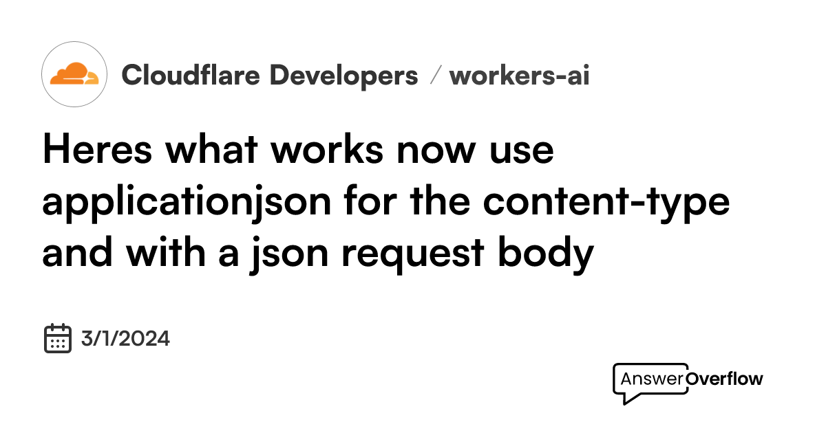 Here's what works now: use `application/json` for the content-type, and with a json request body ...