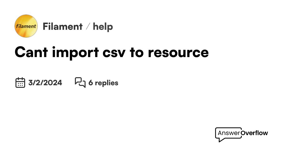 Can't import csv to resource - Filament
