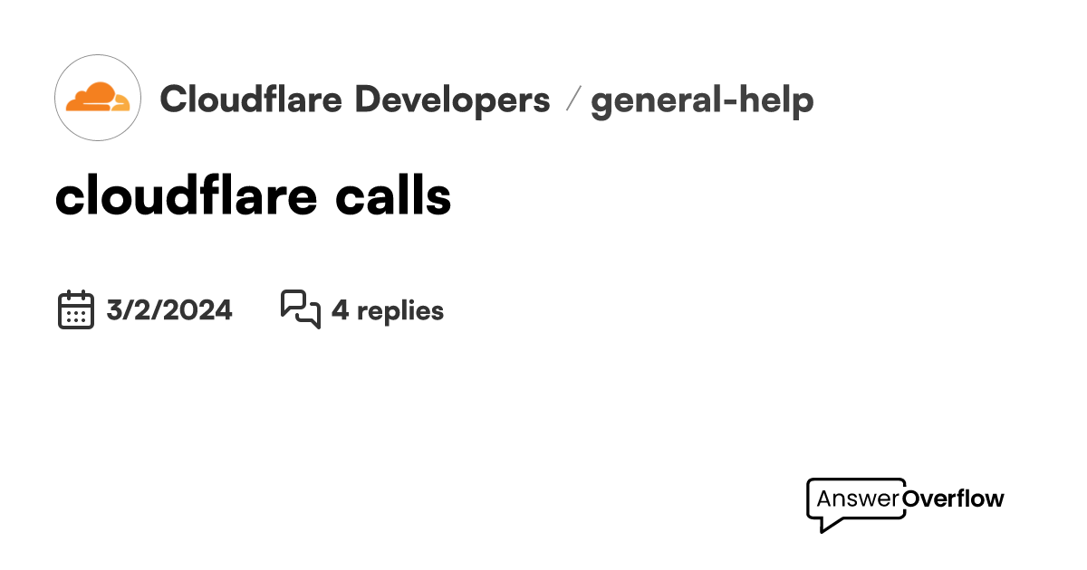 cloudflare calls - Cloudflare Developers