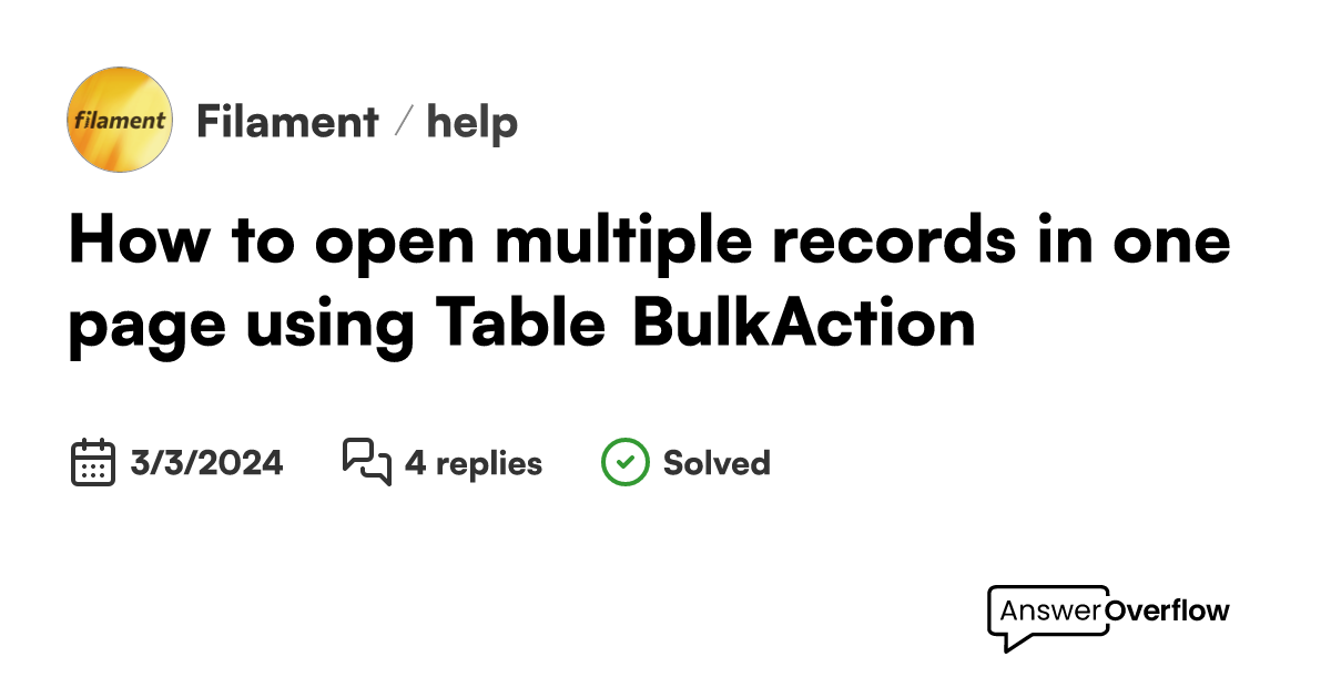How To Open Multiple Records In One Page Using Table Bulkaction Filament