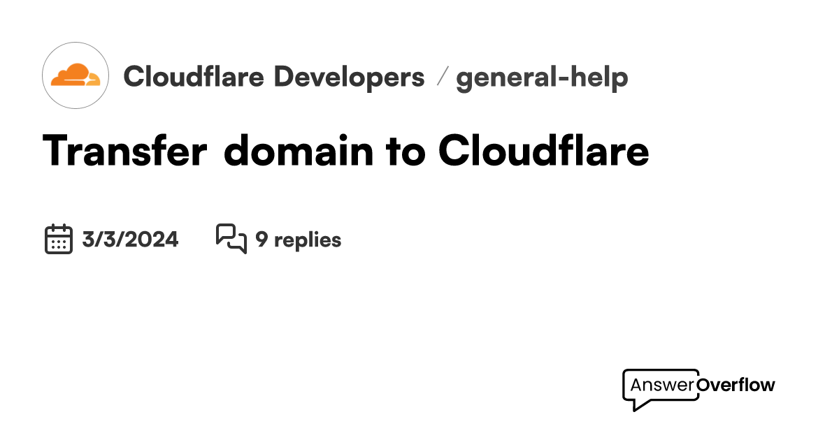 Transfer domain to Cloudflare - Cloudflare Developers
