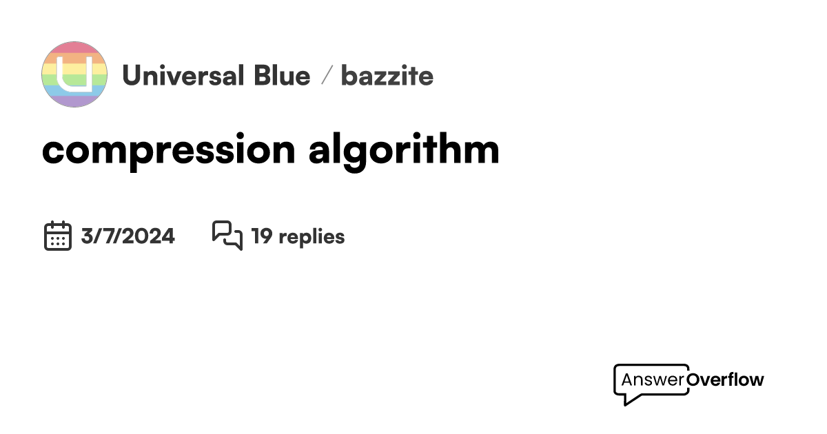 compression algorithm - Universal Blue