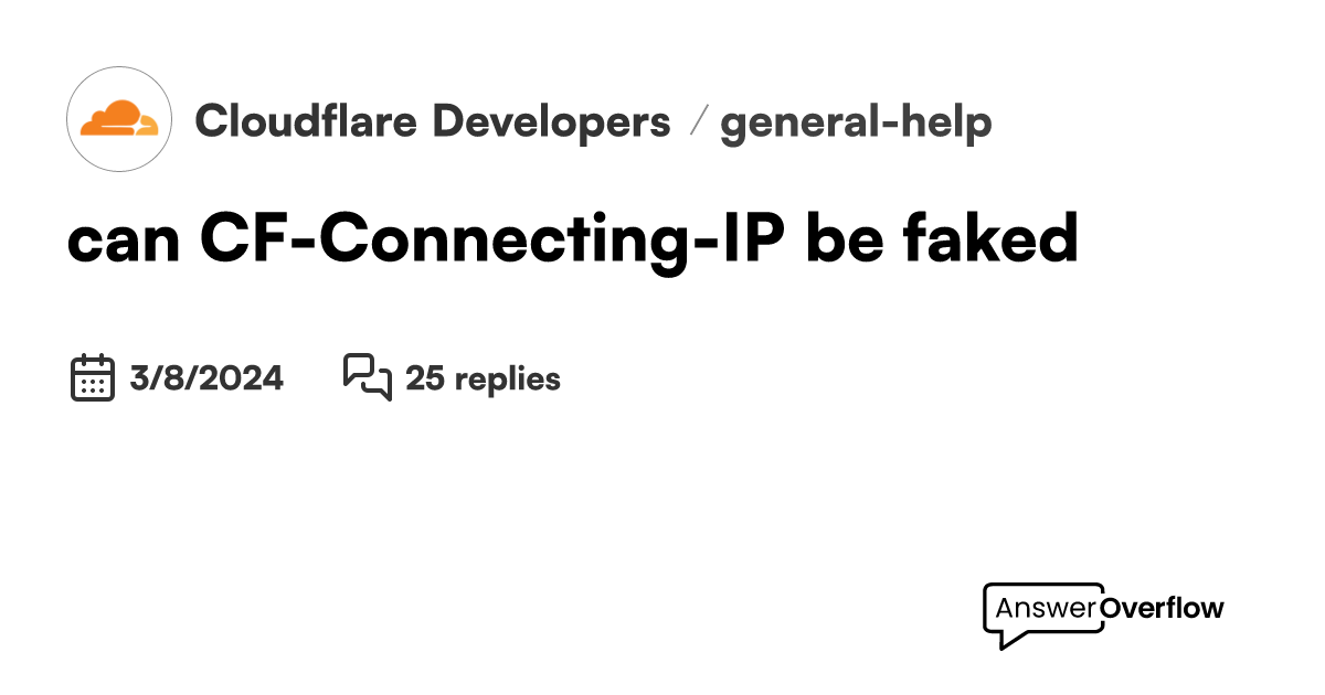 can CF-Connecting-IP be faked? - Cloudflare Developers