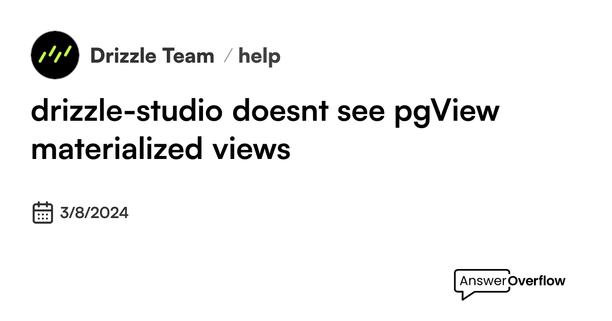 drizzle-studio doesn't see pgView materialized views - Drizzle Team