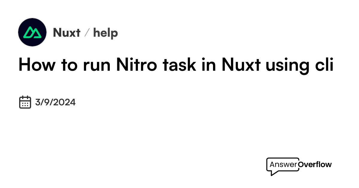How to run Nitro task in Nuxt using cli? - Nuxt