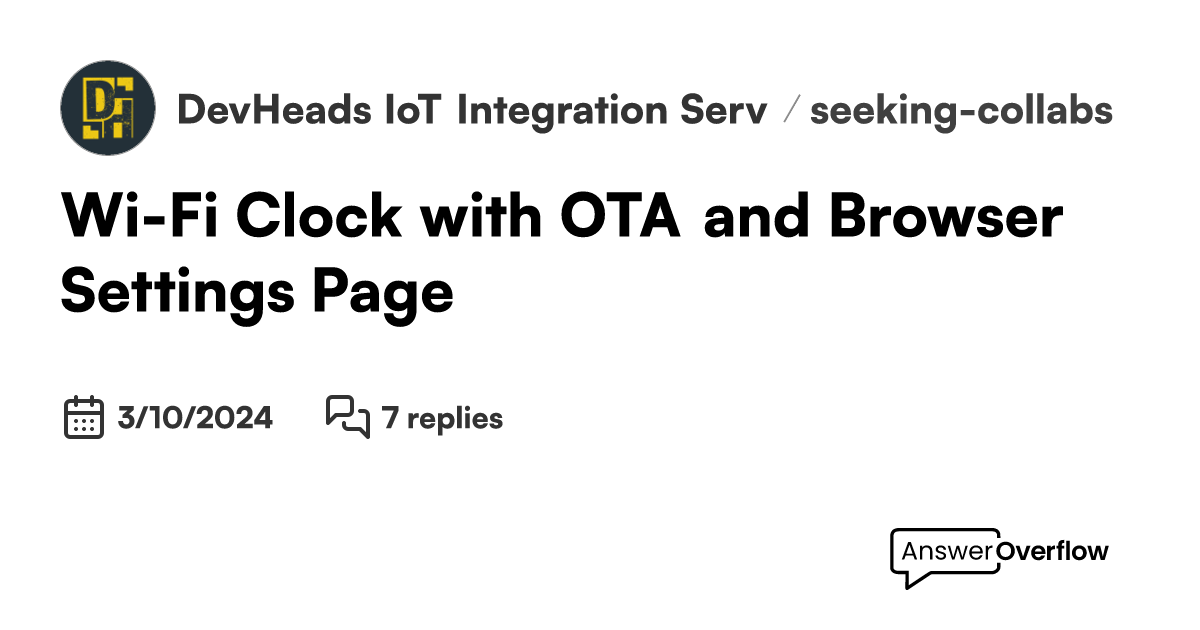 Wi-Fi Clock with OTA and Browser Settings Page - DevHeads IoT Integration Server