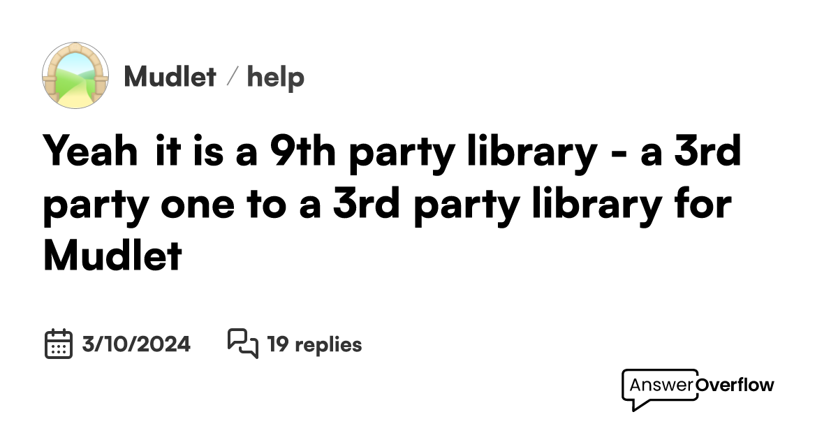 Yeah, it is a 9th(?) party library - (a 3rd party one to a 3rd party library for Mudlet... 😏 ...