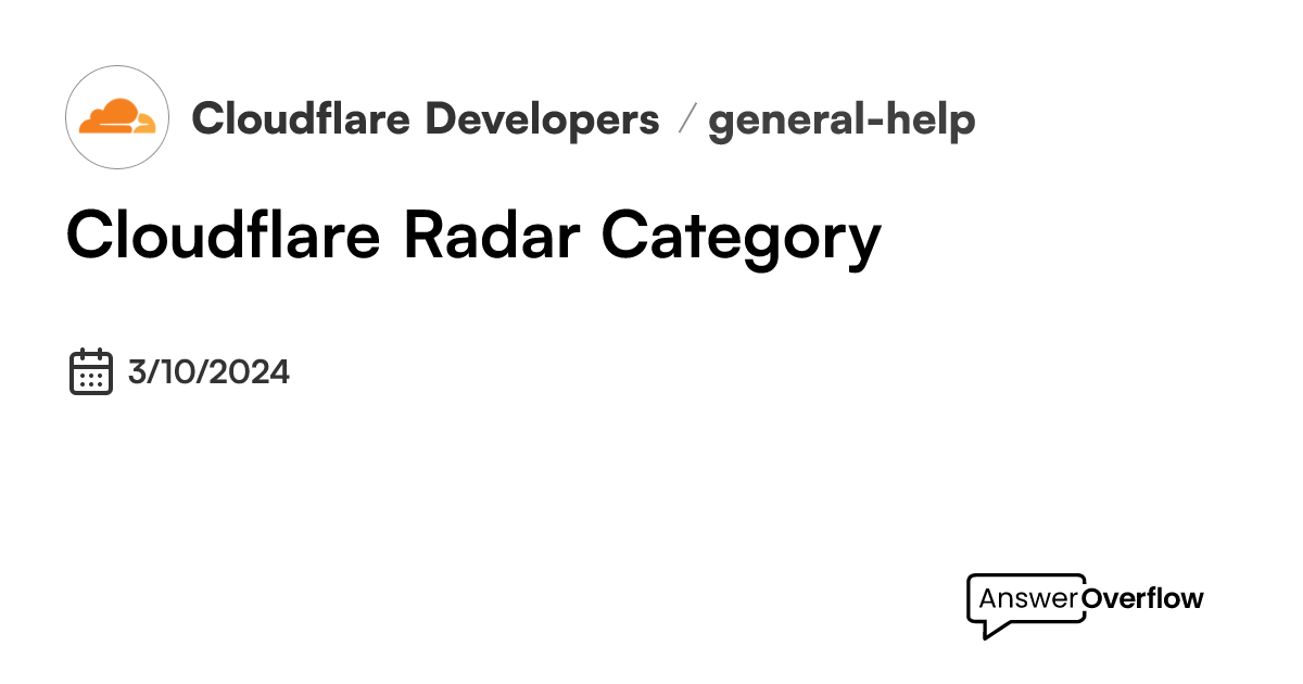 Cloudflare Radar Category - Cloudflare Developers