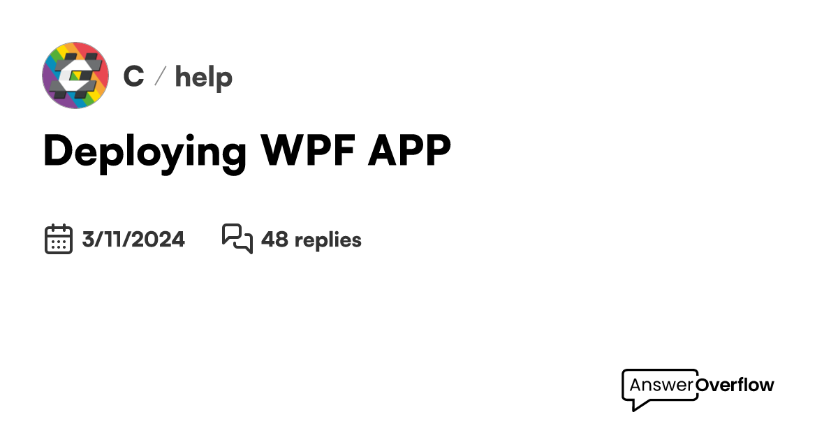 Deploying WPF APP - C#
