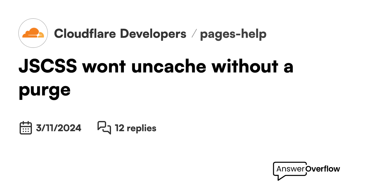 JS/CSS won't uncache without a purge - Cloudflare Developers