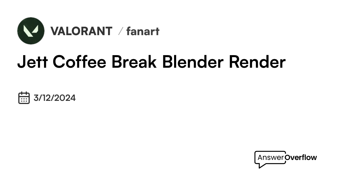 Jett Coffee Break | Blender Render - VALORANT