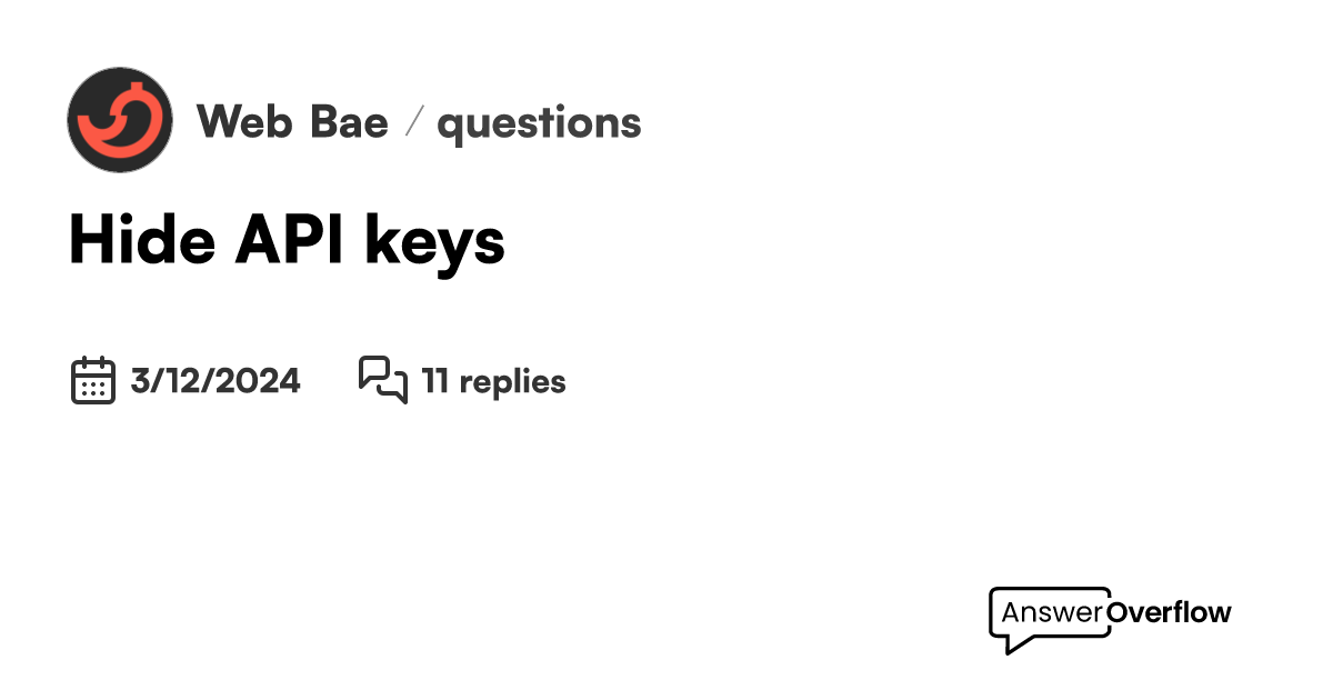 Hide API keys - Web Bae