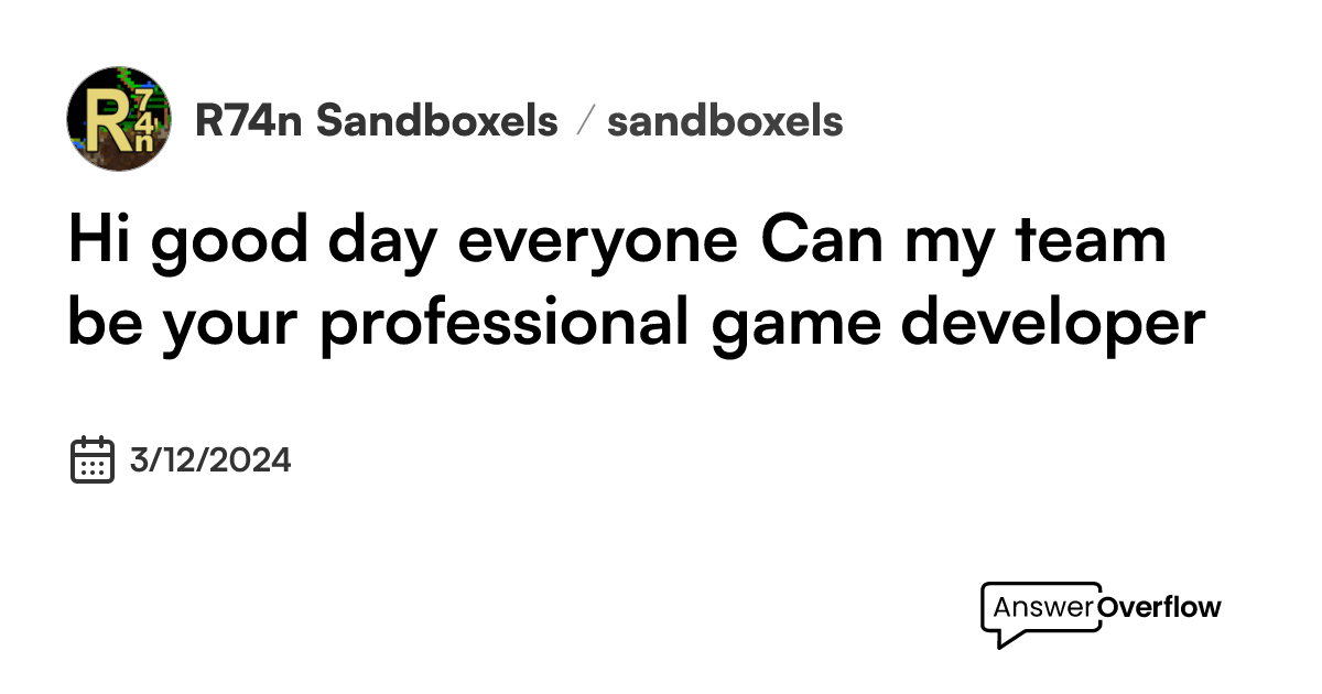 Hi good day everyone Can my team be your professional game developer ...