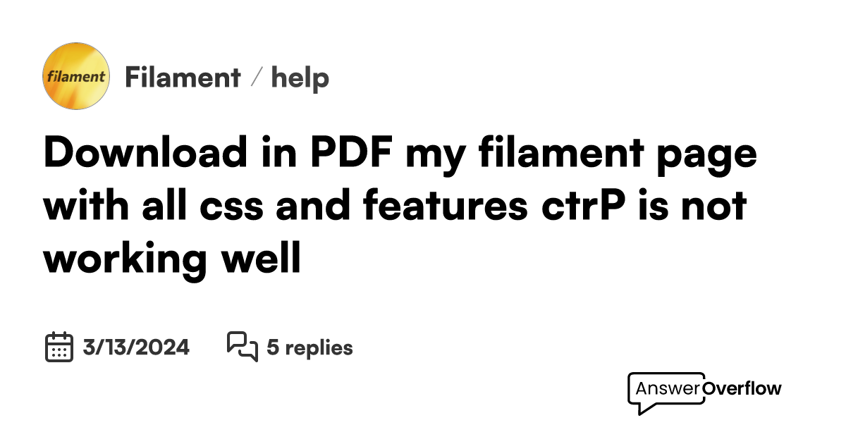 Download in PDF my filament page (with all css and features) (ctr+P is not working well) - Filament