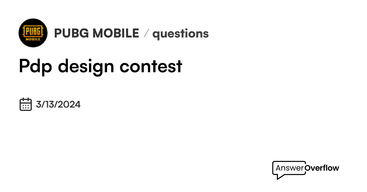 Pdp design contest - PUBG MOBILE