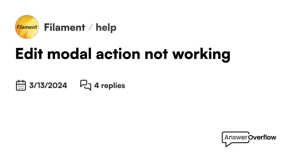 Edit modal action not working - Filament