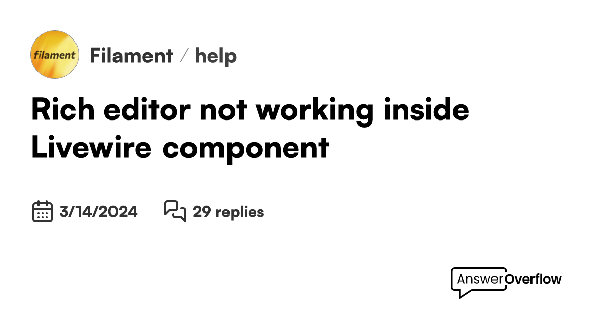 Rich editor not working inside Livewire component - Filament
