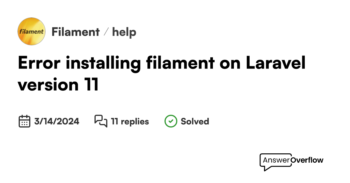 Error Installing Filament On Laravel Version 11 Filament