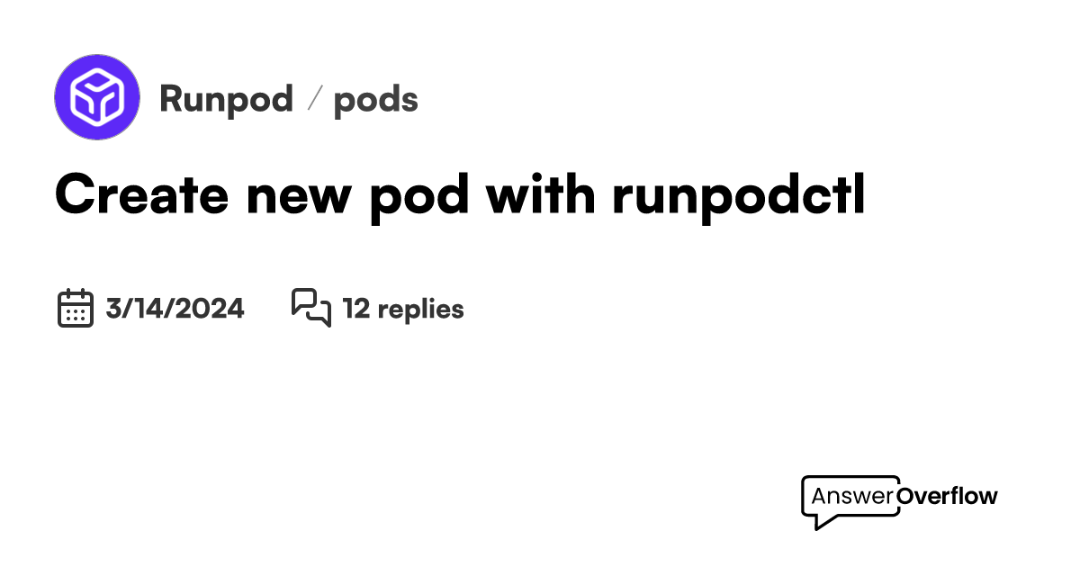 Create new pod with runpodctl - Runpod