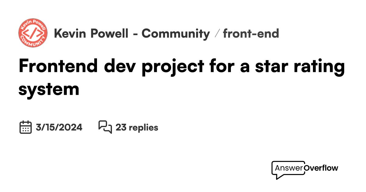 Frontend dev project for a star rating system - Kevin Powell - Community