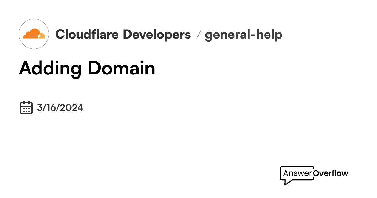 Adding Domain - Cloudflare Developers