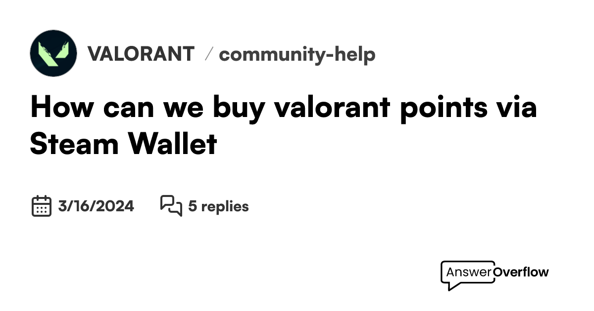 How can we buy valorant points via Steam Wallet ? - VALORANT