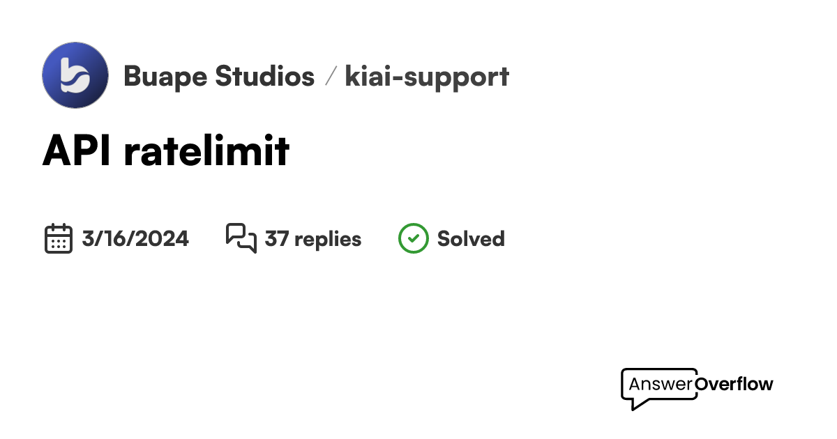 API ratelimit - Buape Studios