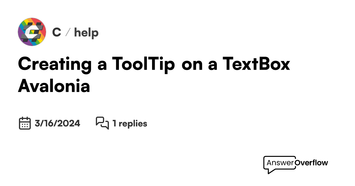 Creating a ToolTip on a TextBox Avalonia - C#