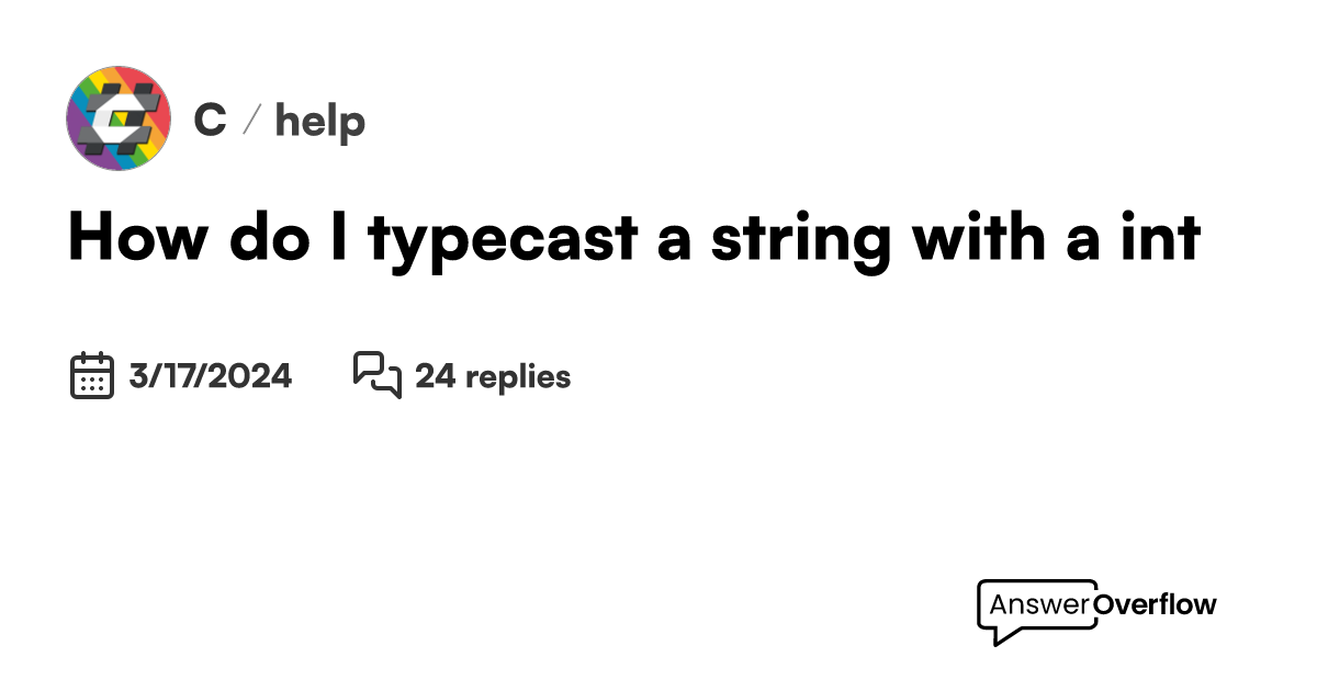 How Do I Typecast A String With A Int C