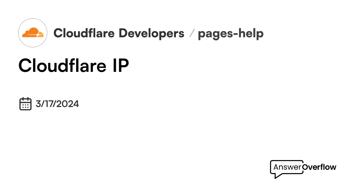 Cloudflare IP - Cloudflare Developers