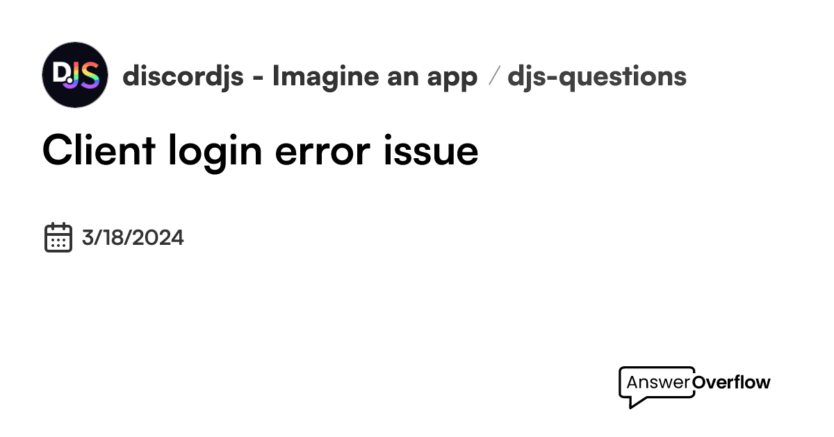 Client. login error issue - discord.js - Imagine
