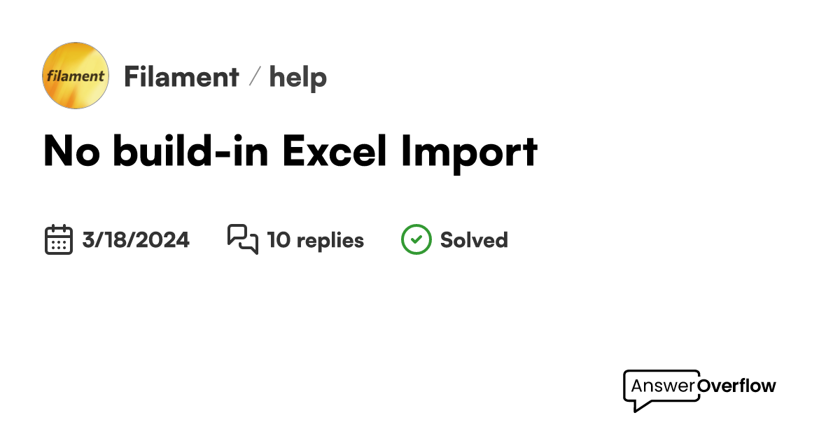 No build-in Excel Import? - Filament
