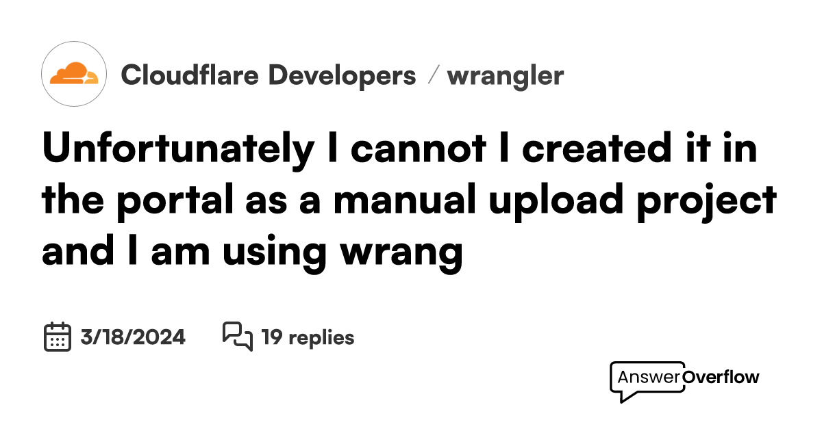 Unfortunately I cannot, I created it in the portal as a manual upload project, and I am using ...
