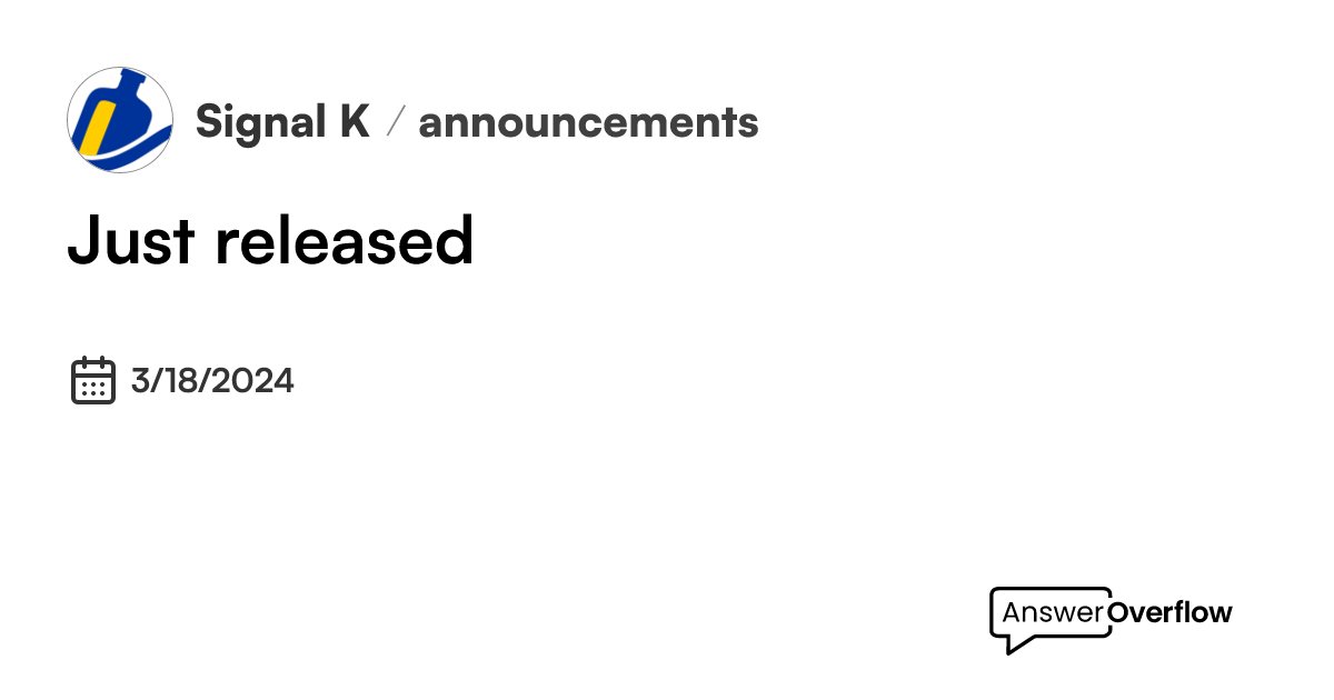 Just released - Signal K