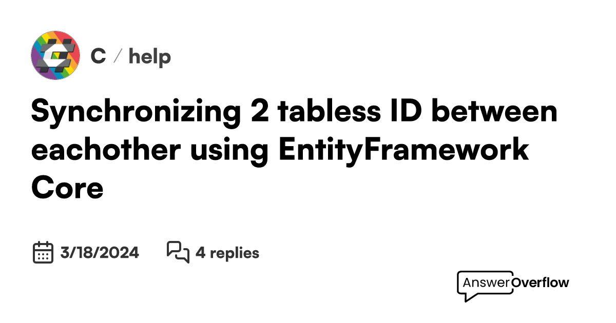 Synchronizing 2 Tabless Id Between Eachother Using Entityframework