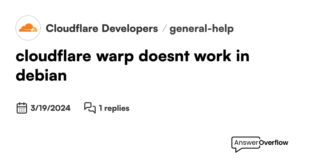 Cloudflare Warp Doesnt Work In Debian Cloudflare Developers