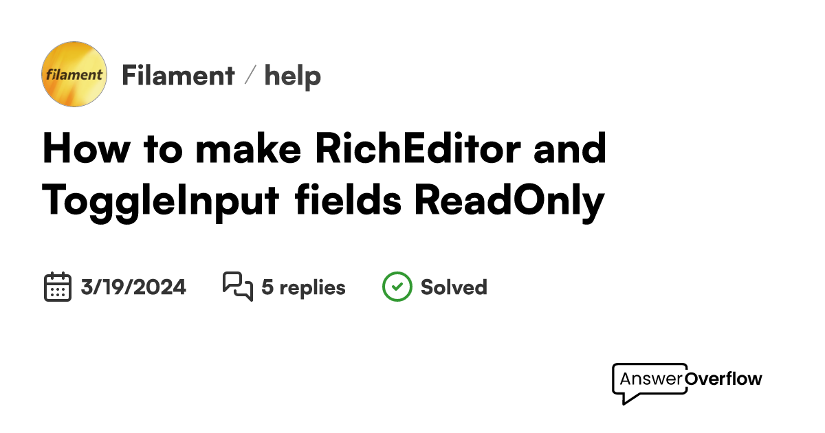 How To Make Richeditor And Toggleinput Fields Readonly Filament