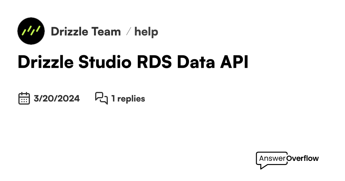 Drizzle Studio + RDS Data API - Drizzle Team