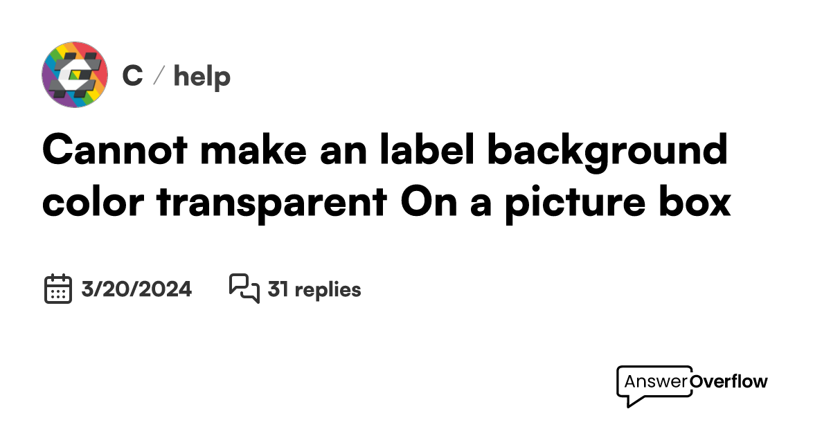 Cannot make an label background color transparent (On a picture box) - C#