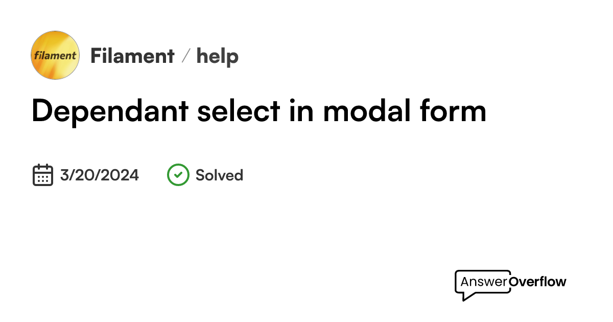 Dependant select in modal form - Filament