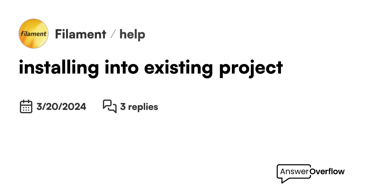 installing into existing project - Filament