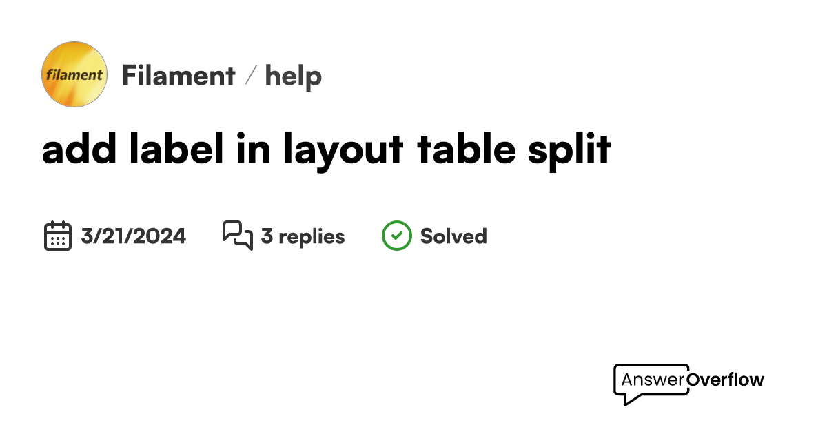 add label in layout table split - Filament