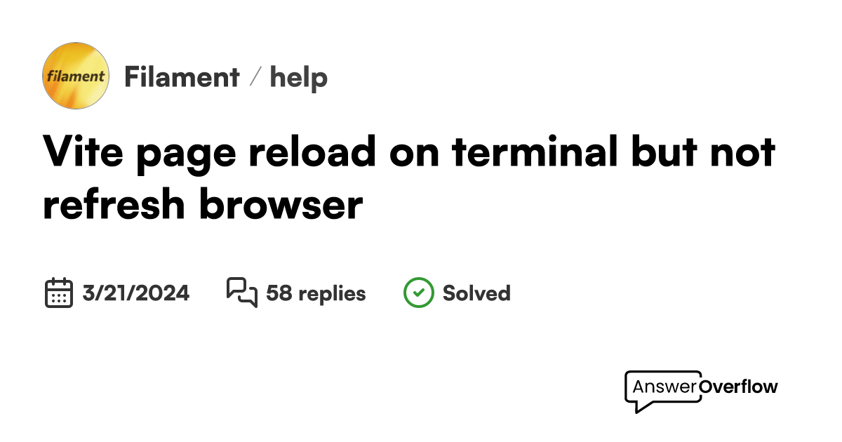 Vite page reload on terminal but not refresh browser - Filament