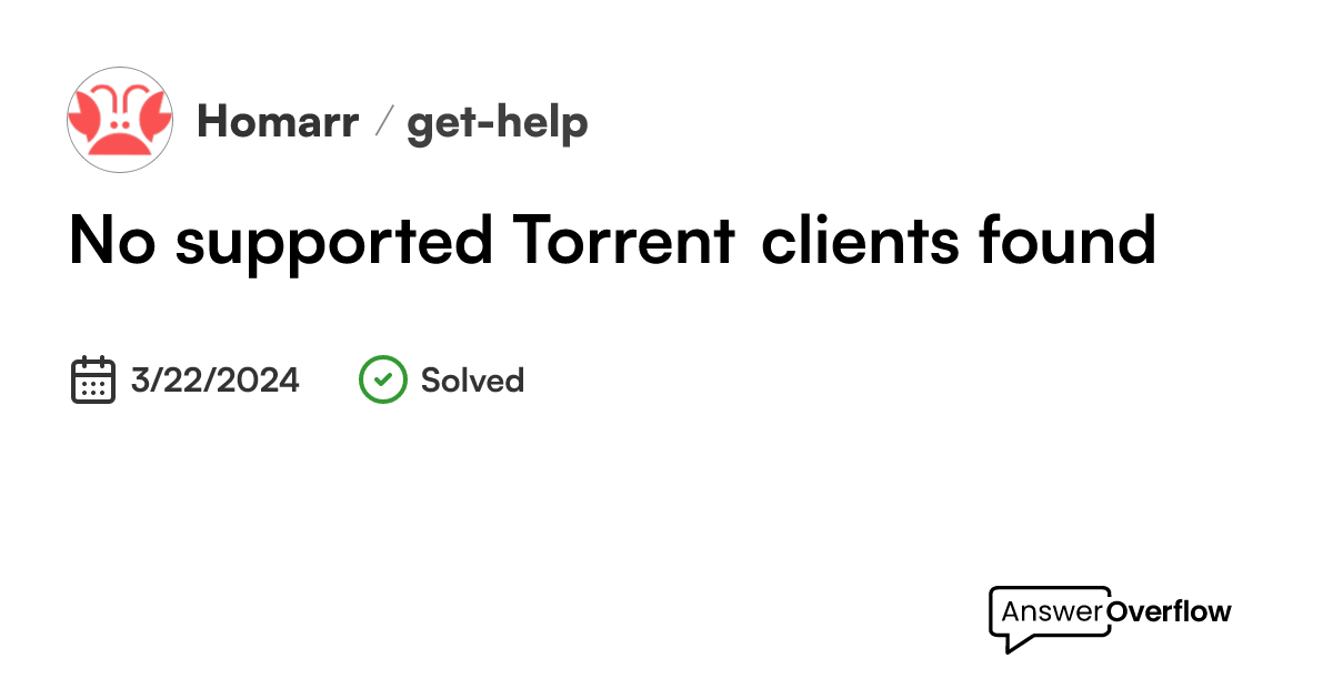 No supported Torrent clients found - Homarr