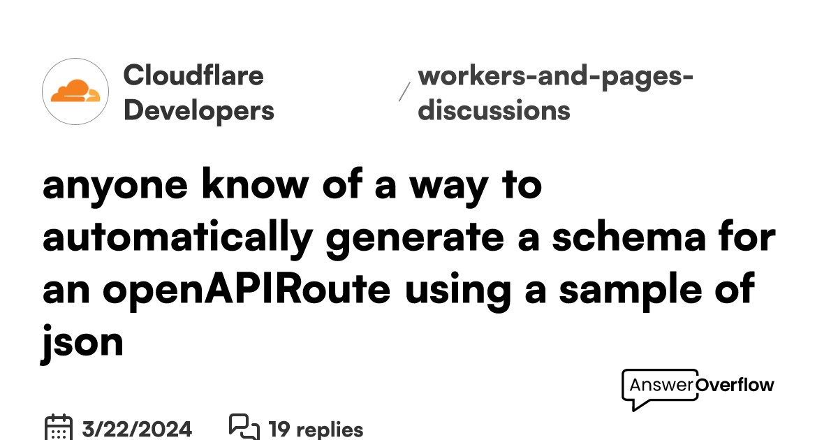 anyone know of a way to automatically generate a schema for an openAPIRoute using a sample of ...